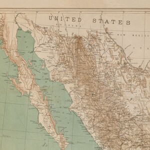 1881, Mexico Map, Mexican Map, Mexican National Railroad System. Print ...