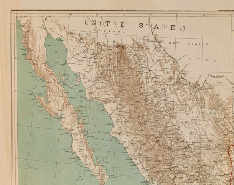 1881 Mexican National Railroad Map, Vintage Mexico Art Print - Etsy