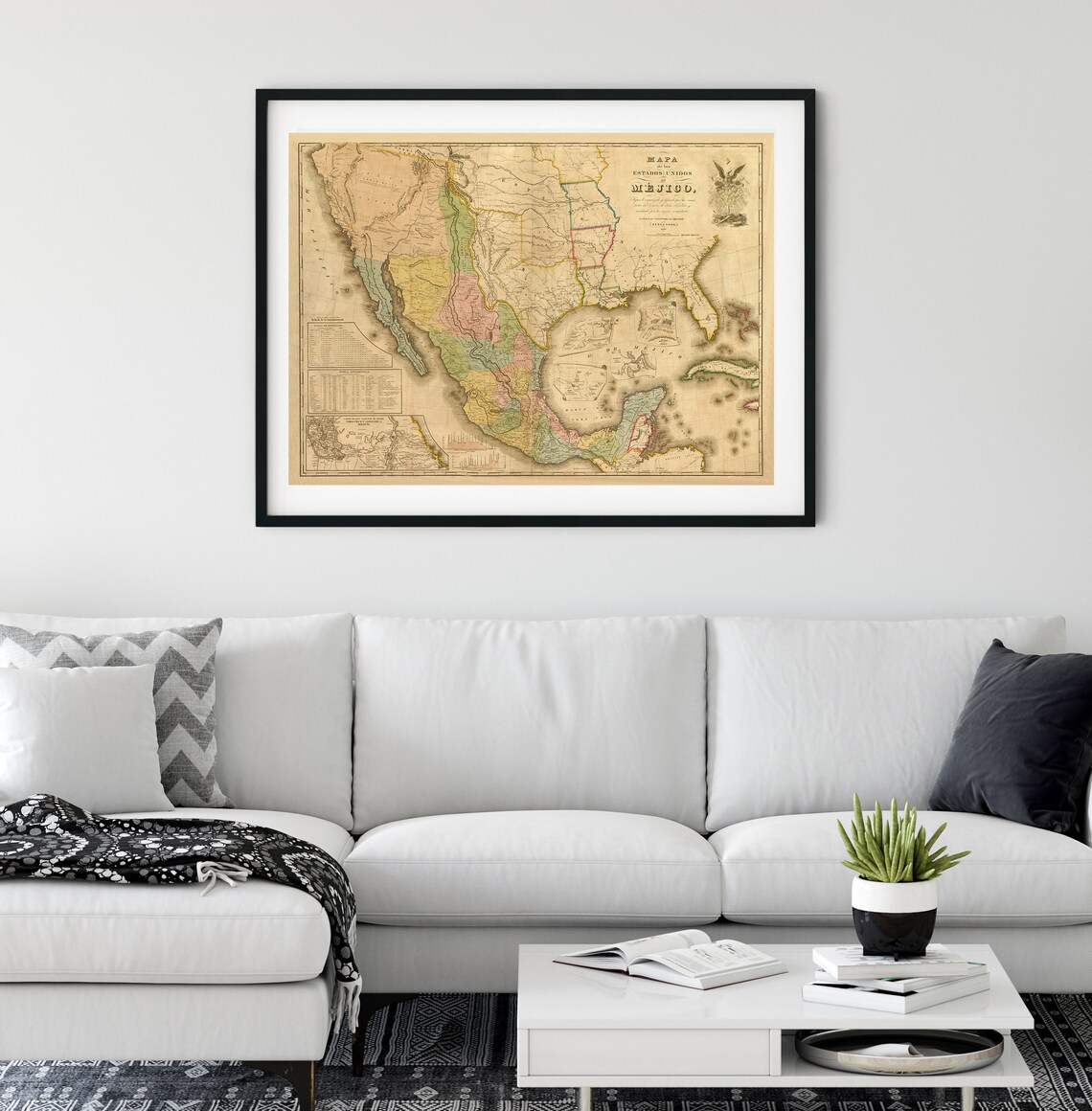 1847 Mexico Map Vintage Mexico Map Antique Mexico Map Old - Etsy