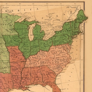 1857, United States Map, Old USA Map, Produced From an Old, Vintage ...