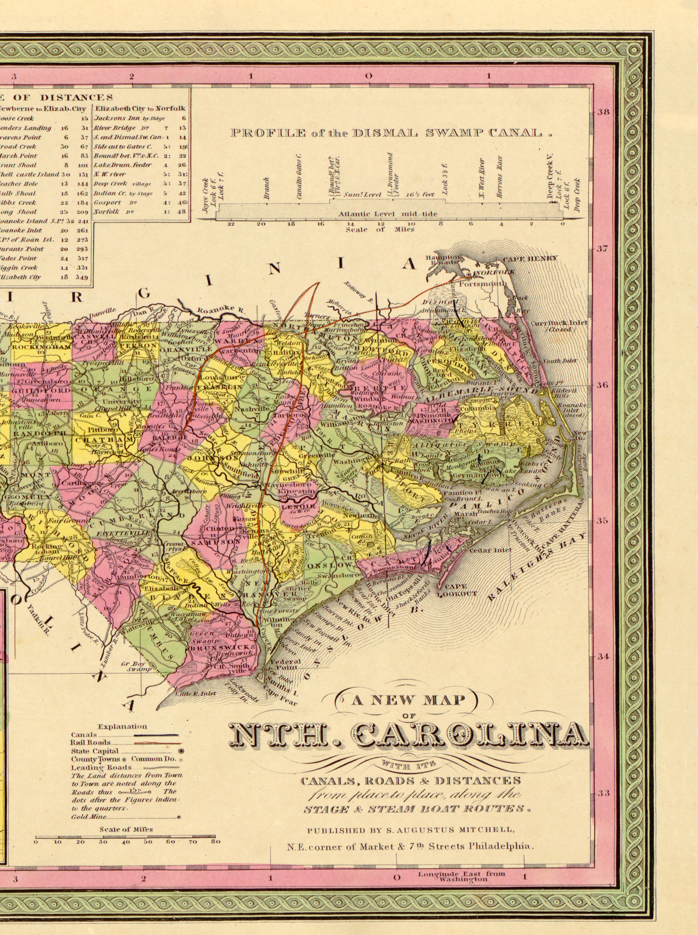 1849 North Carolina Map Old NC Map Gold Region Produced - Etsy