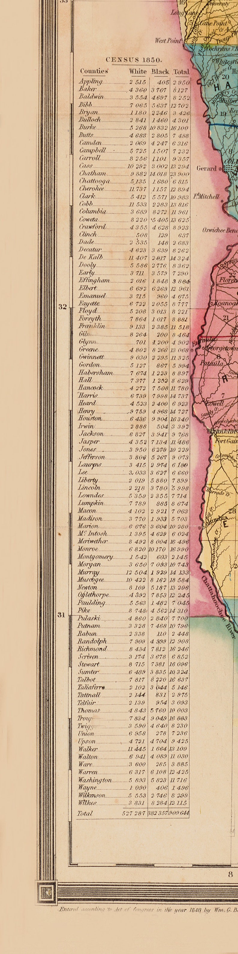 1851 Georgia Map Print , Vintage Decorative Art - Etsy