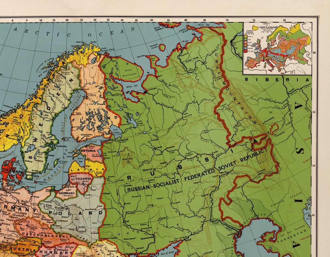 1925 Europe Map Print Produced From Old Europe Map Vintage - Etsy