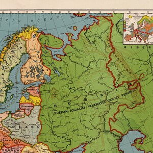 1925, Europe Map, Print Produced From, Old Europe Map, Vintage Europe ...