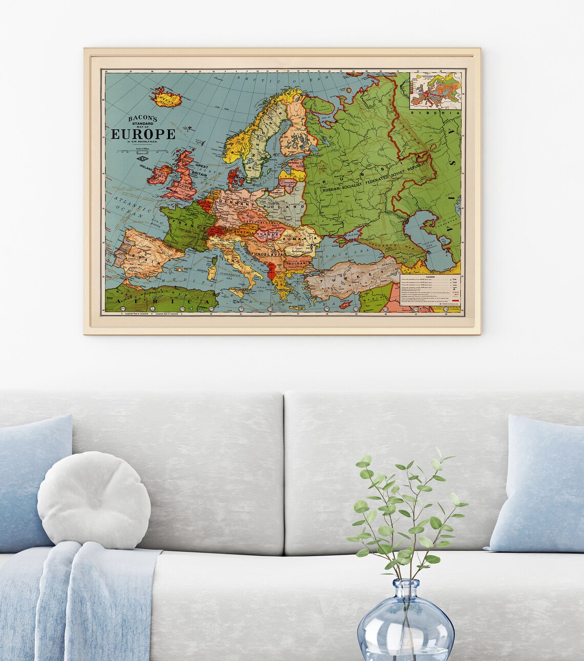 1925 Europe Map Print Produced From Old Europe Map Vintage | Etsy