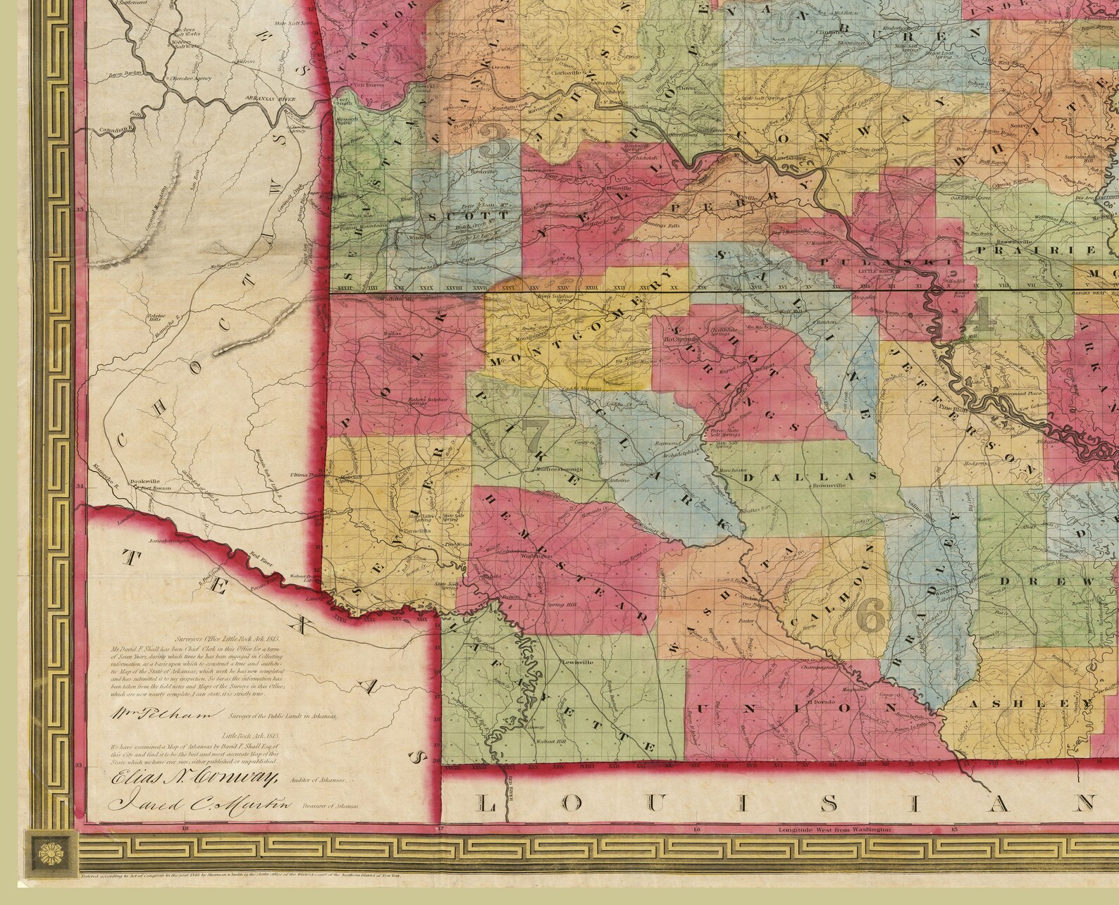 1852 Arkansas Map Arkansas Old Arkansas Map Produced From - Etsy