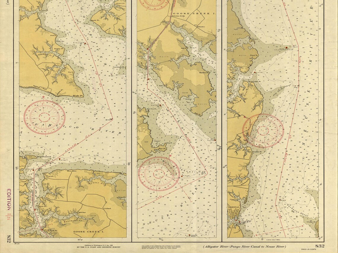 1938 Neuse River North Carolina Map Print Produced From an - Etsy