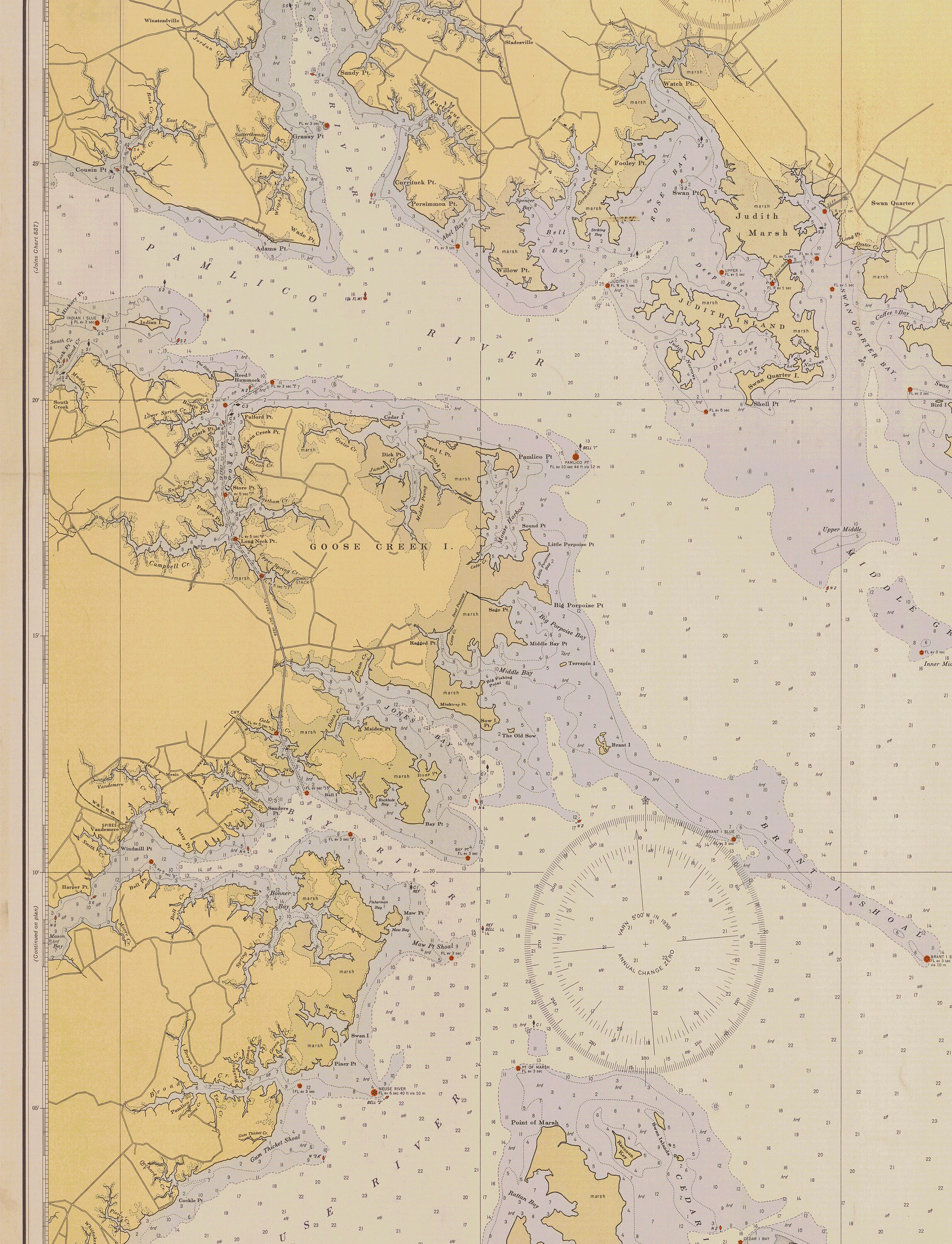 Pamlico Sound North Carolina Map Print, Vintage 1938 Wall Art "nc Love ...