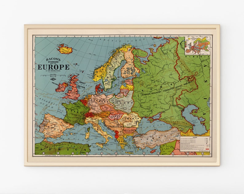 1925 Europe Map Print Produced From Old Europe Map Vintage | Etsy