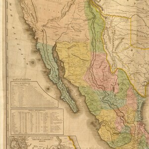 1847, Mexico Map, Vintage Mexico Map, Antique Mexico Map, Old Mexico ...