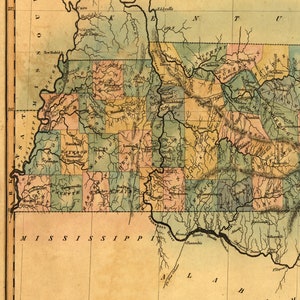 1826 Tennessee Map Print, Vintage Wall Art - Etsy