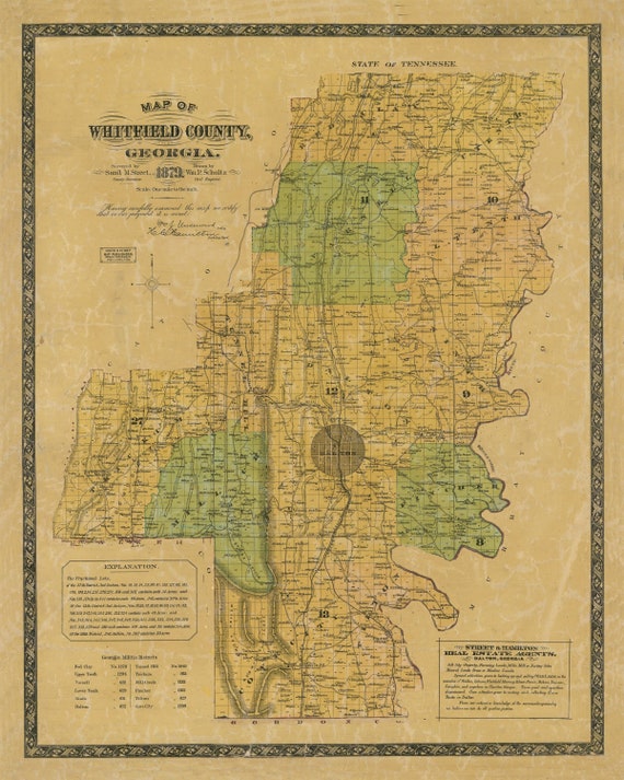 1879 Whitfield County Map Georgia Map Dalton Georgia - Etsy
