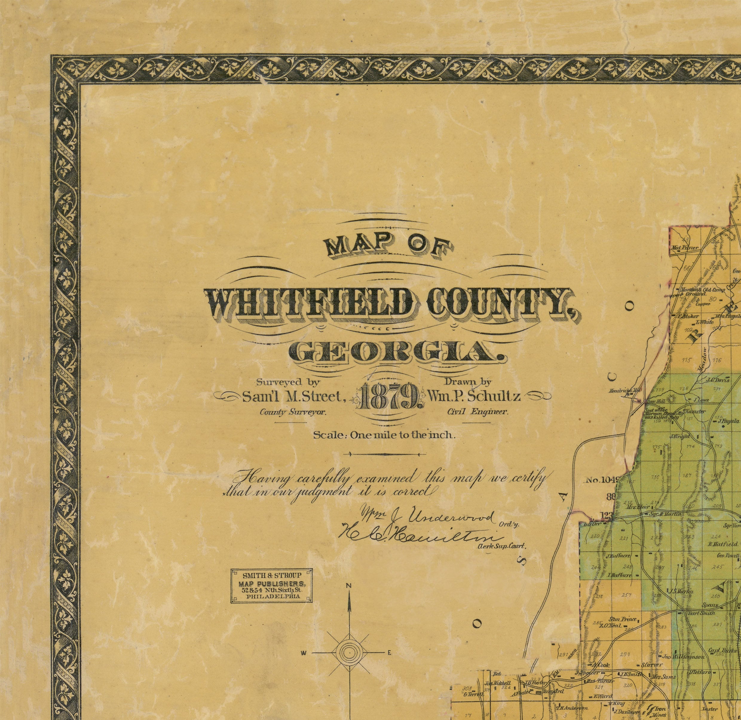 1879 Whitfield County Map Georgia Map Dalton Georgia - Etsy