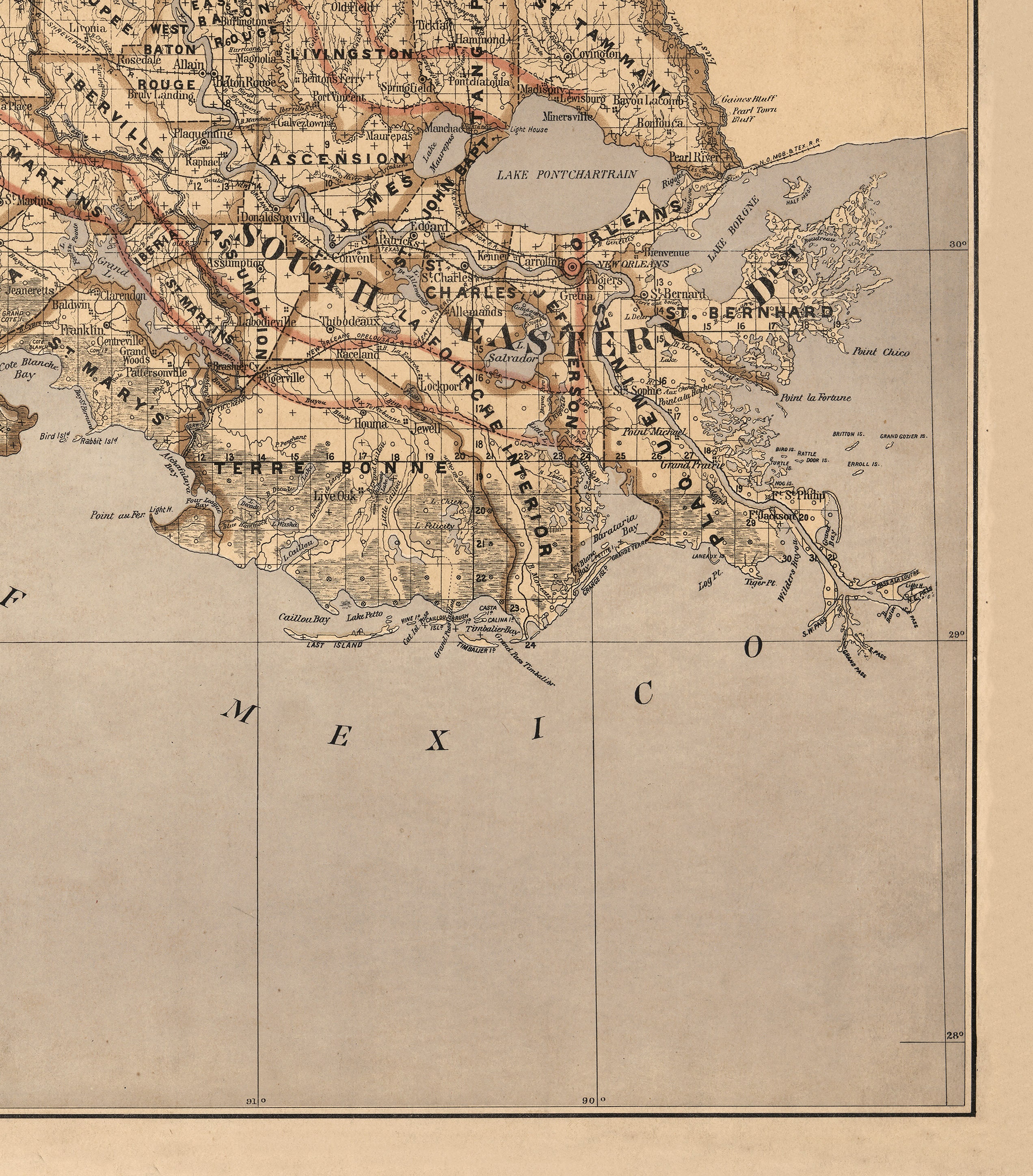 1876 Louisiana Louisiana Map Old Louisiana Map Gulf of - Etsy