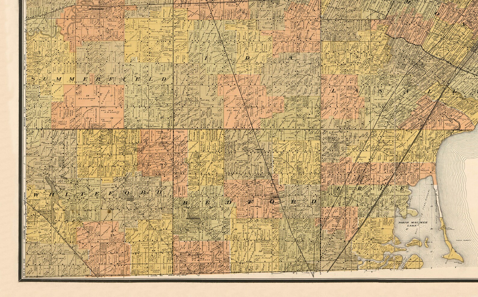1901 Monroe County Michigan Map Print Produced From an Old | Etsy