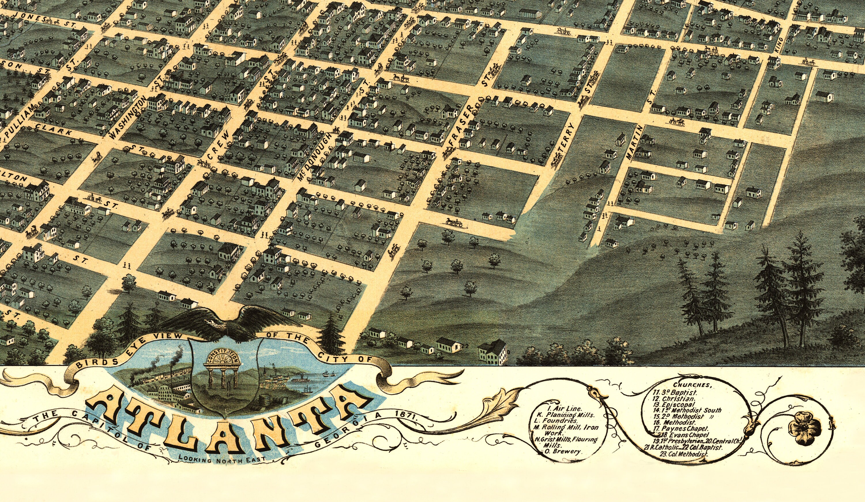 1871 Atlanta Map Atlanta Georgia Map Georgia Map Old | Etsy