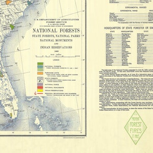 1936, United States Forest Service Map, National Forest Map W ...