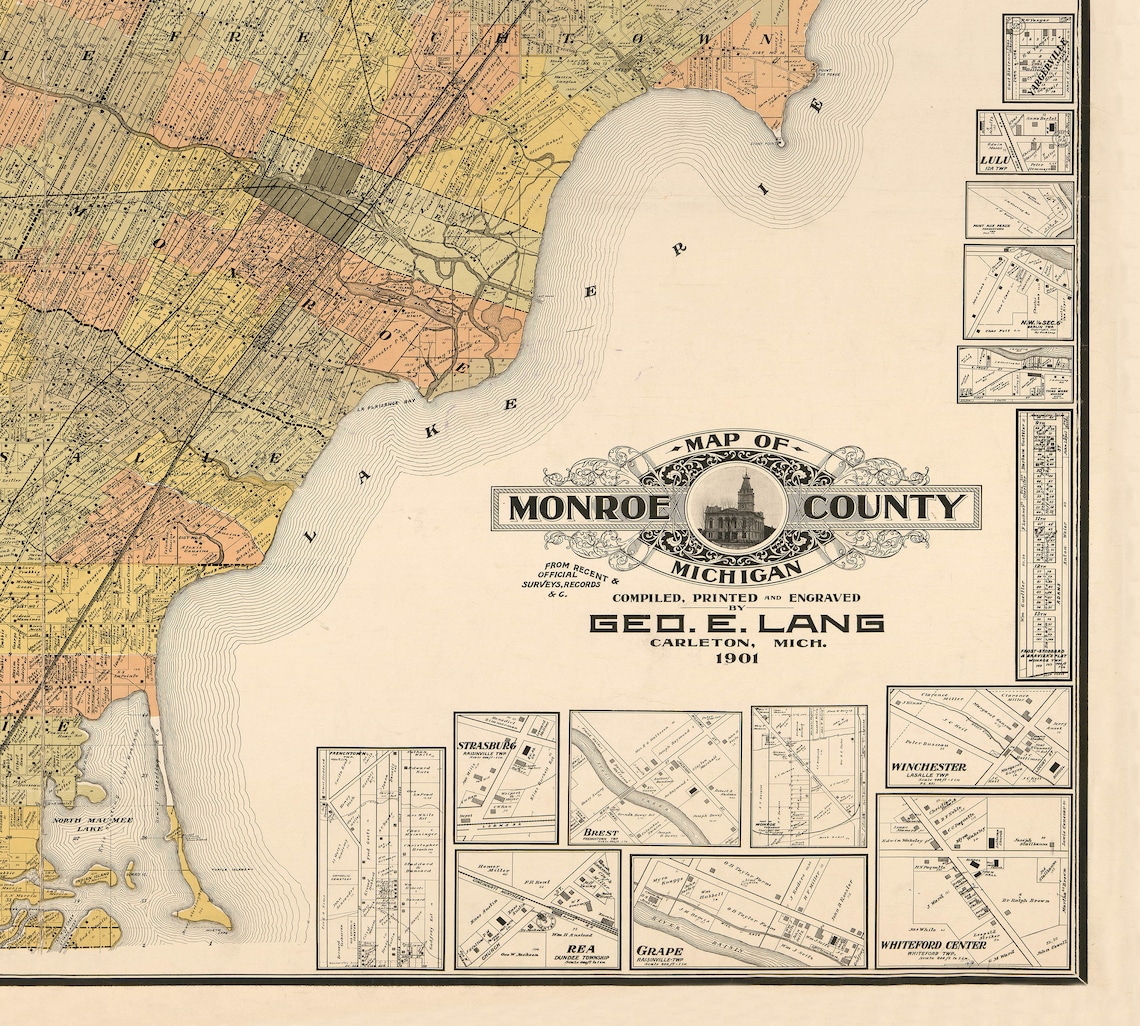 1901 Monroe County Michigan Map Print Produced From an Old | Etsy