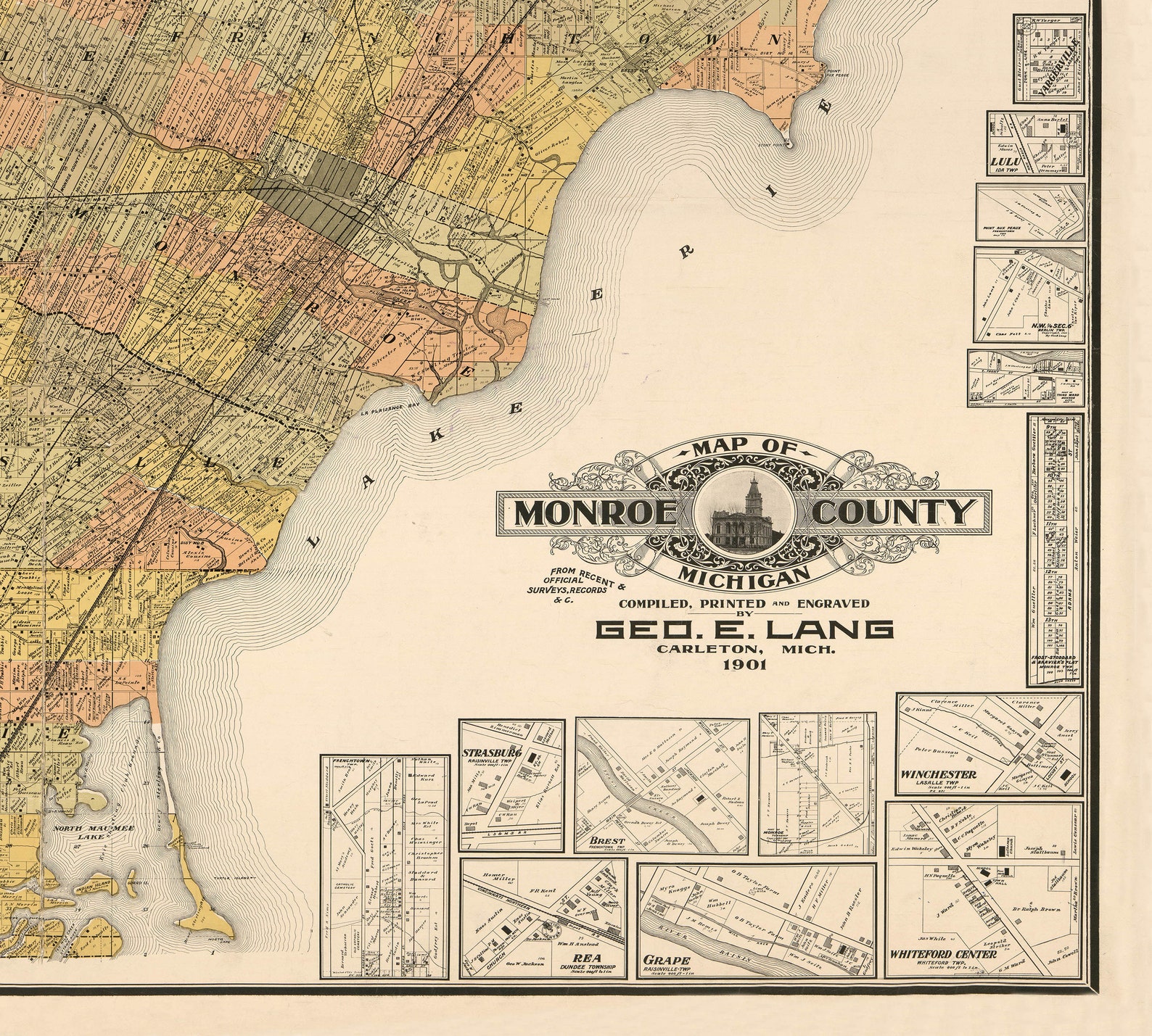 1901 Monroe County Michigan Map Print Produced From an Old | Etsy