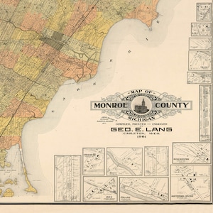 1901 Monroe County Michigan Map Print Produced From an Old, Vintage ...