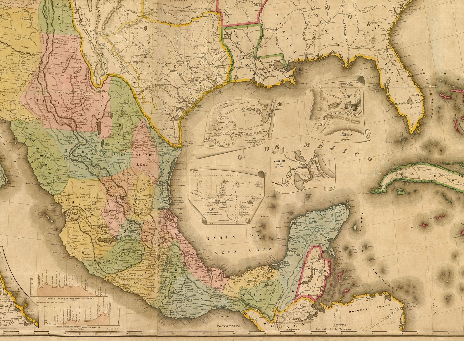 1847 Mexico Map Vintage Mexico Map Antique Mexico Map Old - Etsy