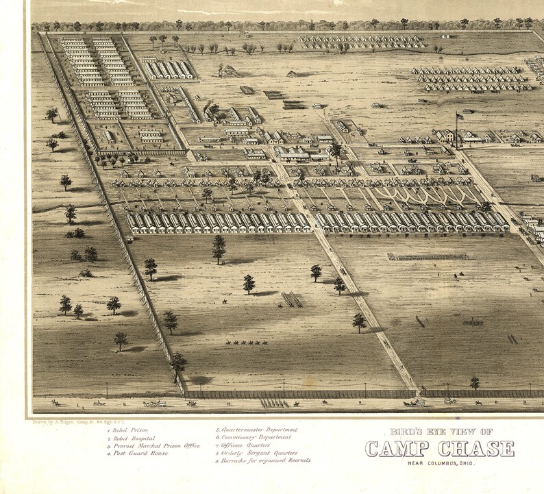 1860 Ohio Civil War Map, Camp Chase, Antique State Map Print - Etsy