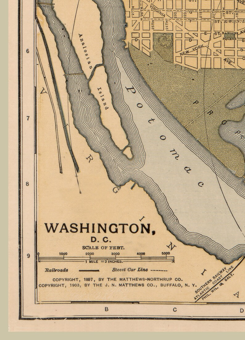 1897 Washington DC Map Produced From Old Washington DC Map | Etsy