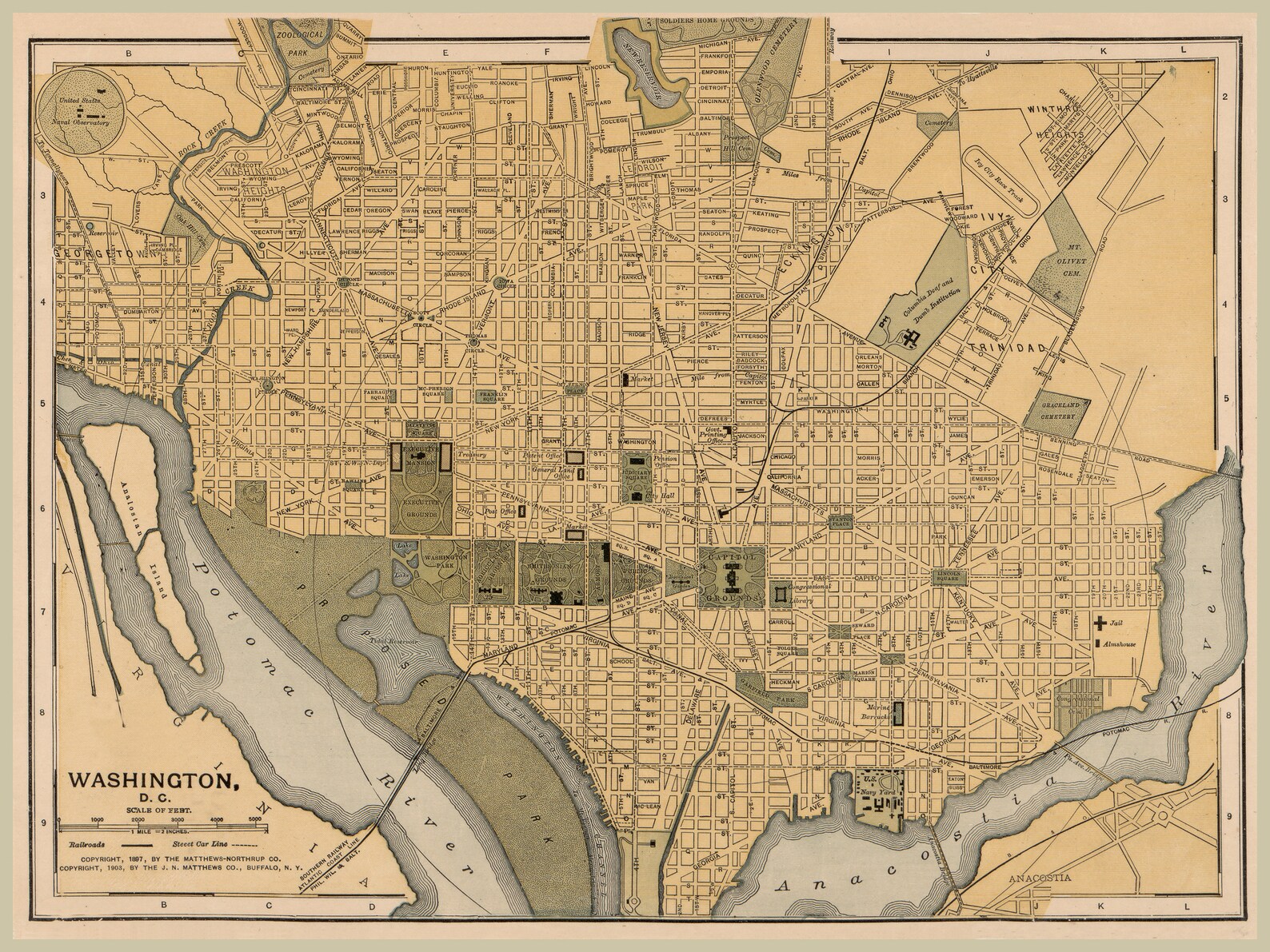 1897 Washington DC Map Produced From Old Washington DC Map | Etsy