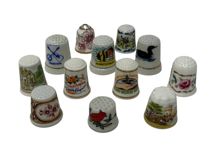 Set of 12 Vintage Collectible Porcelain Thimbles Germany England ...