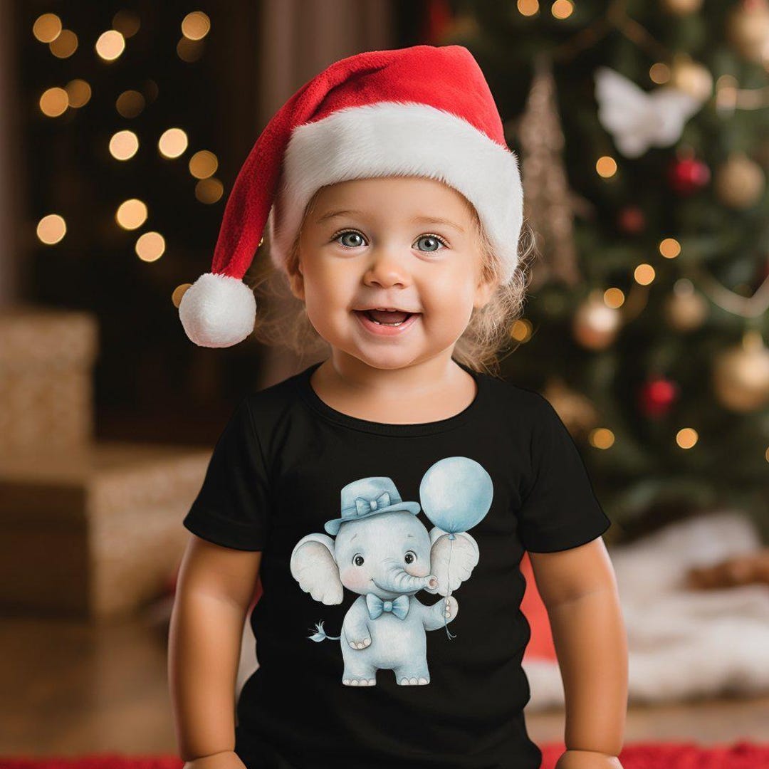 Cute Baby Elephant Shirt, Watercolor Animal Design for Kids, Playful ...