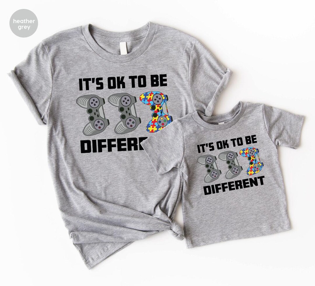 Autism Gamer Kids Shirt, It's Ok to Be Different Video Game Rainbow ...