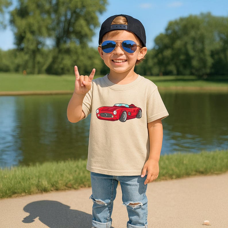 Cartoon Red Sports Car Baby Bodysuit, Playful Adventure Toddler Shirt ...