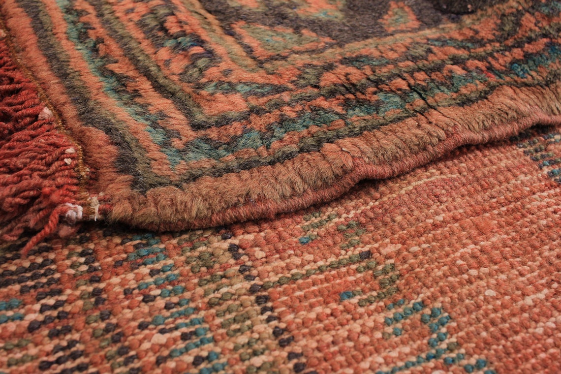 Hand-knotted Azari Vintage Copper Wool Rug 4'9 X - Etsy