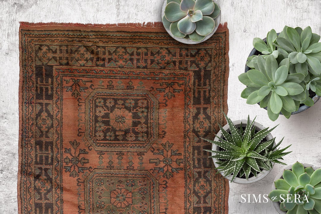 Hand-knotted Azari Vintage Copper Wool Rug 4'9 X - Etsy