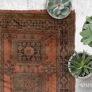 Hand-knotted Azari Vintage Copper Wool Rug 4'9 X - Etsy