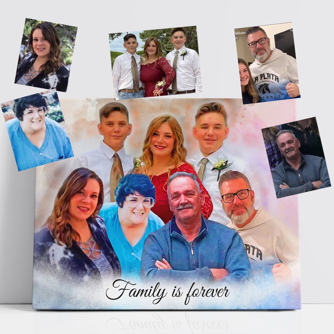 Realistic Merge Pictures, Custom Watercolor Family Portraits, Add Loved ...