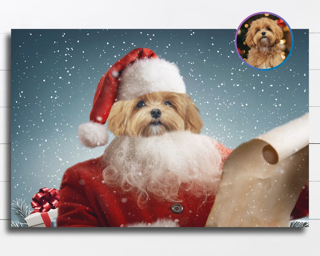 Christmas Pet Portrait Dog Christmas Portrait Cute Custom - Etsy