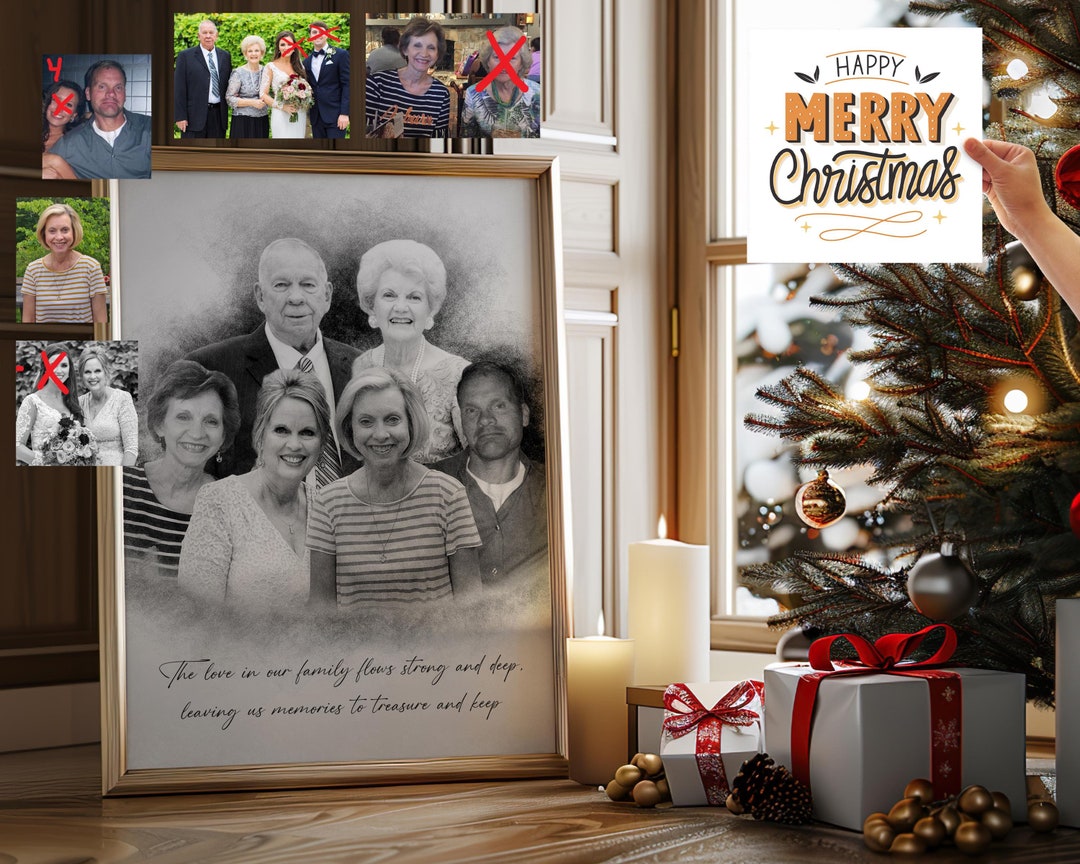 Loved One Passed Away Portrait – Custom Family Montage, Photo Merge ...