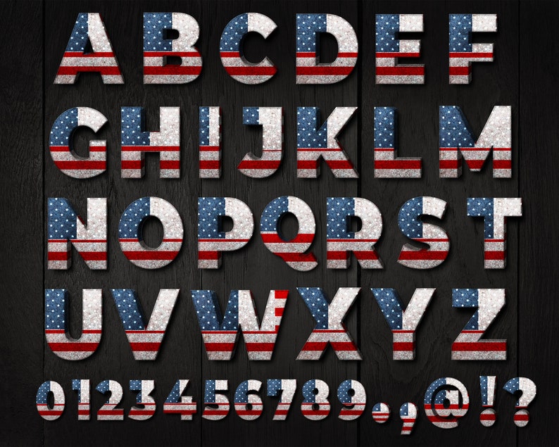 USA Alphabet Letters PNG USA Flag Alphabet Patriotic - Etsy