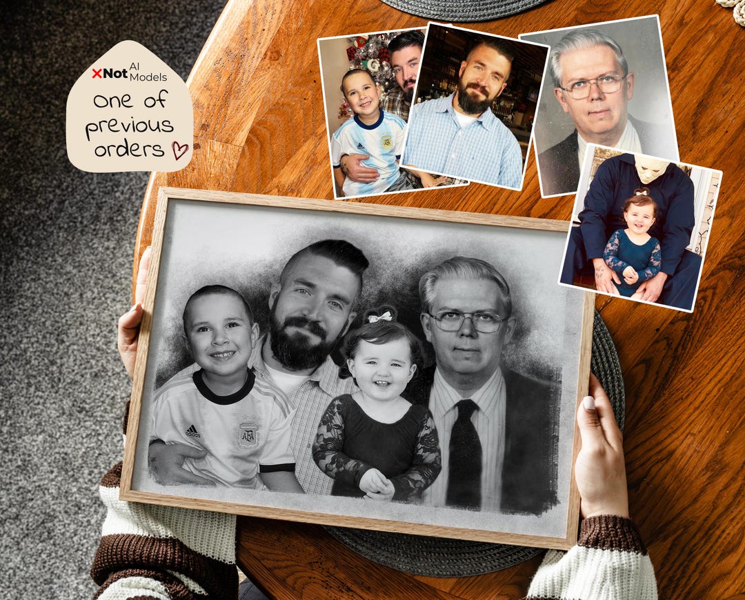 Black and White Merging Photos Service, Family Portraits, Combined ...