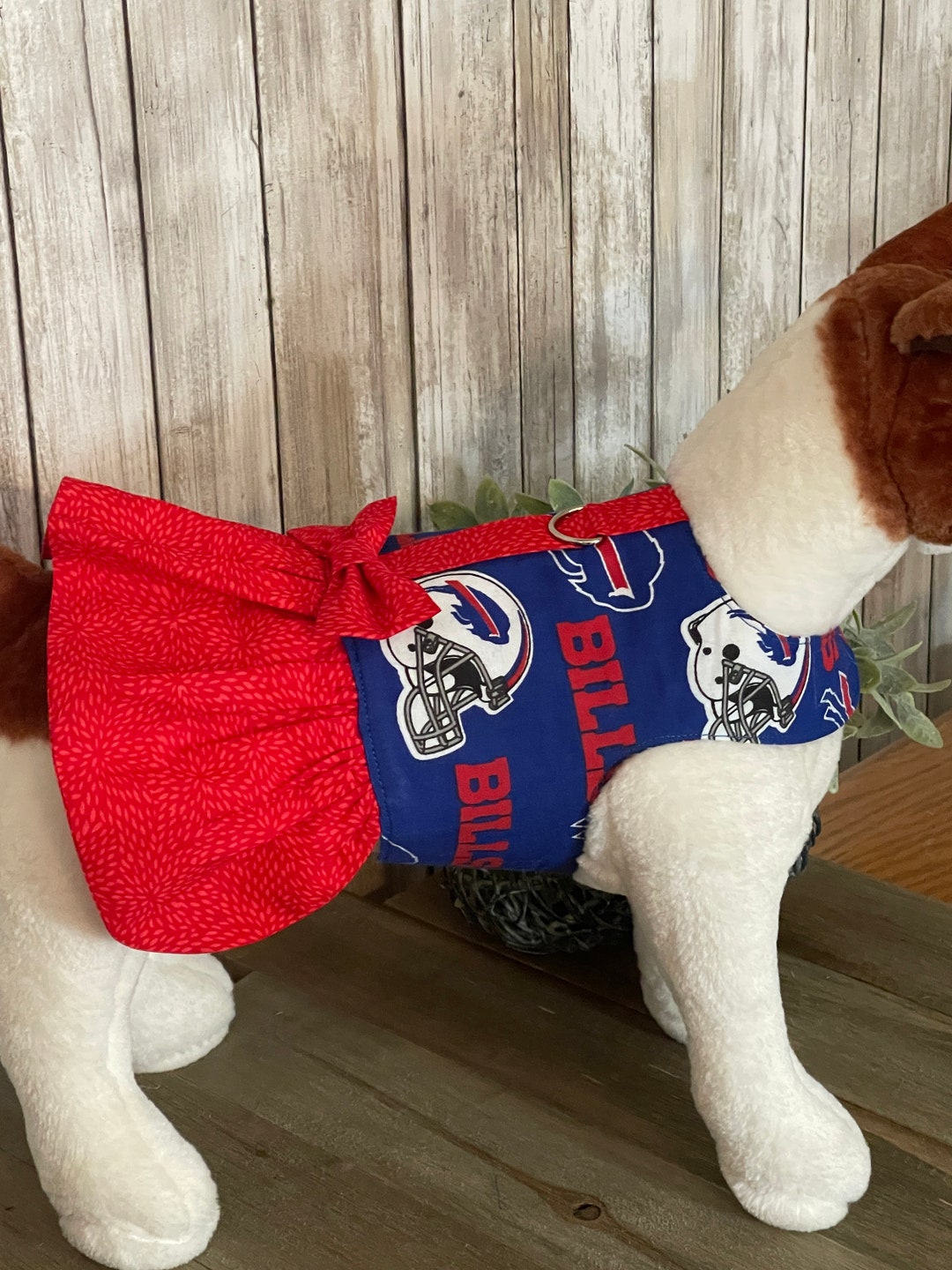 Buffalo Bills Dog Dress Harness, Ruffled Cotton Pet Outfit - Etsy