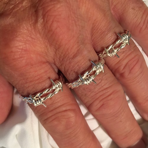 Barb Wire Silver Ring Sterling Silver Mens Unisex Barbed - Etsy