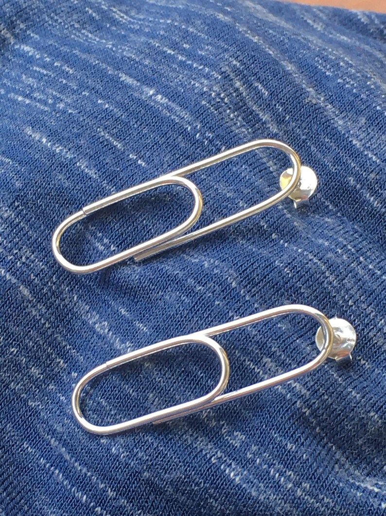 Sterling Silver Paperclip Studs. Statement Earrings 925 Paper - Etsy