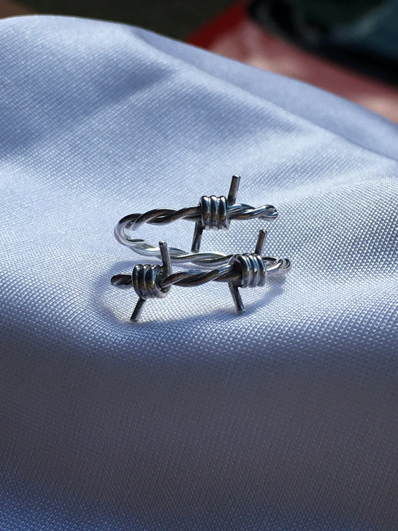 Sterling Silver Coiled Barbed Wire Ring Adjustable Three | Etsy