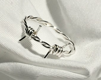 Sterling Silver Barbed Wire Ring - Etsy
