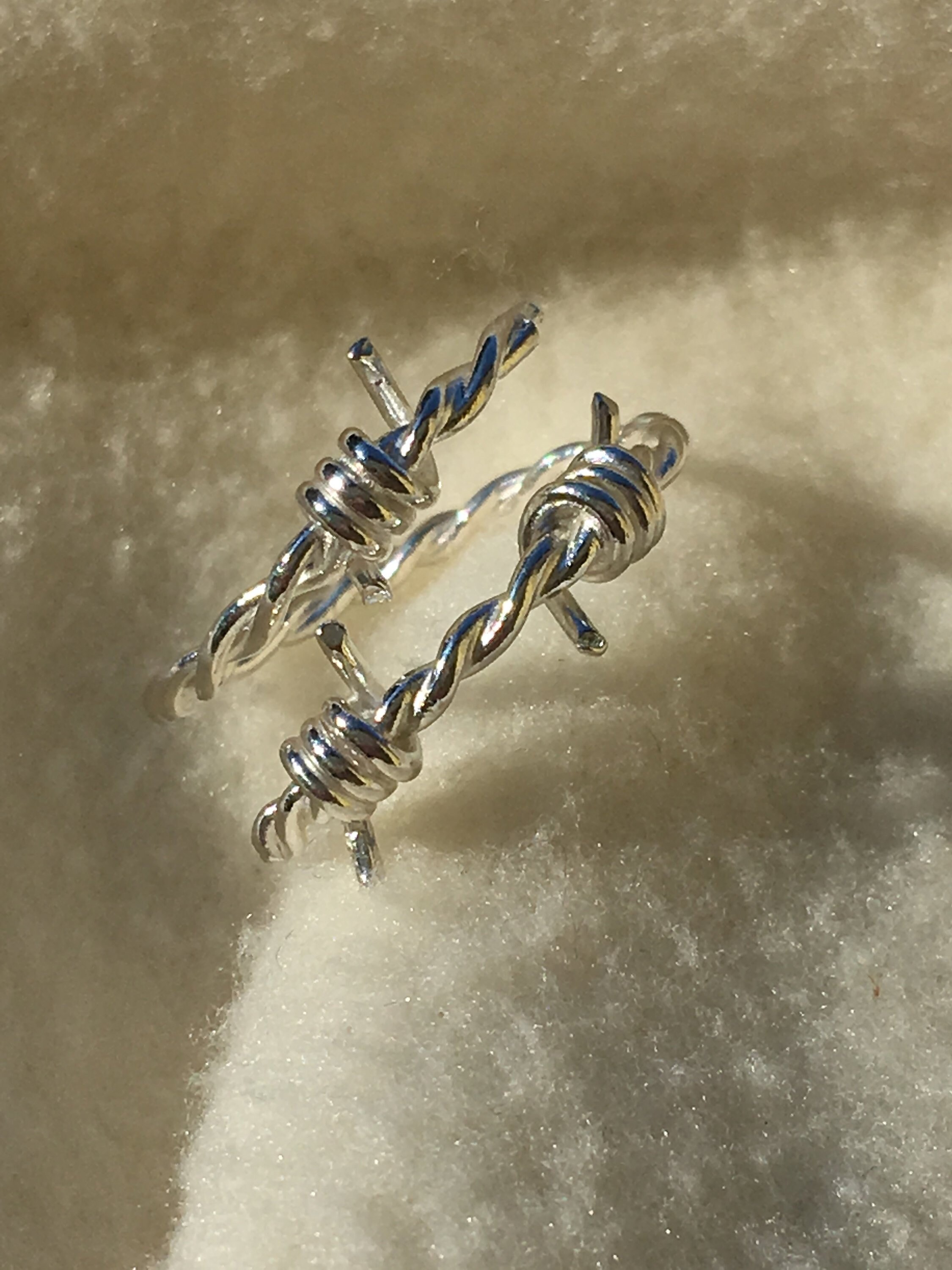 Sterling Silver Coiled Barbed Wire Ring Adjustable Three | Etsy
