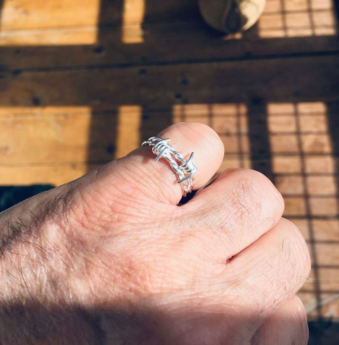 Sterling silver Double band double barb Barbed wire ring. | Etsy