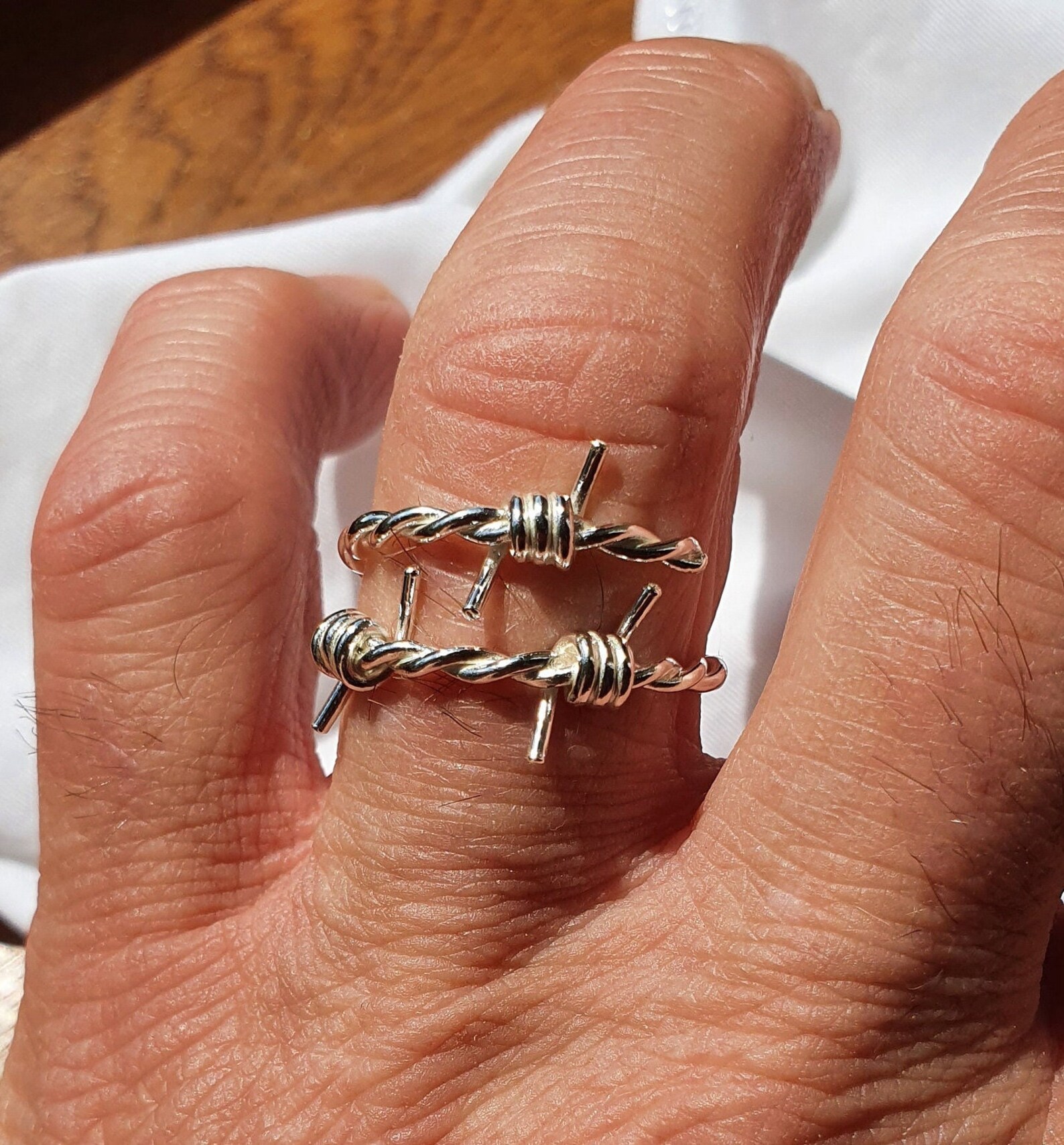 Sterling Silver Coiled Barbed Wire Ring Adjustable Three - Etsy