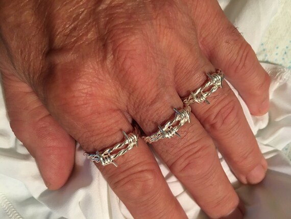 Sterling Silver Double Band Double Barb Barbed Wire Ring. | Etsy