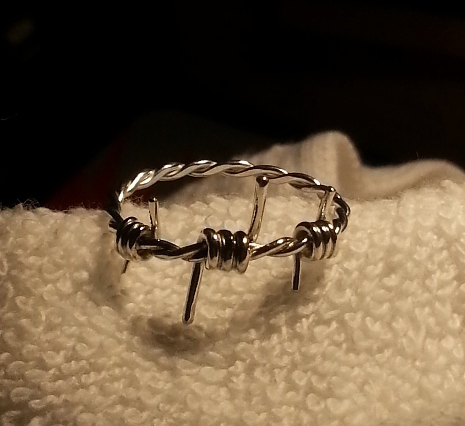Sterling Silver Dainty Barbed Wire Ring Triple Barb. - Etsy